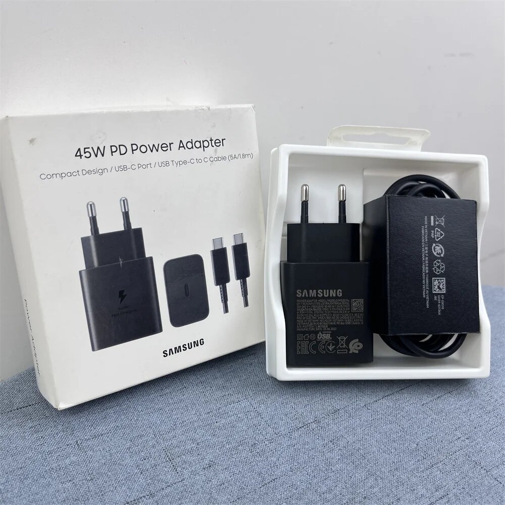 EP-T4510 Зарядное устройство Samsung 45 Вт Адаптер для сверхбыстрой зарядки 1,8 м Двойной EU Set