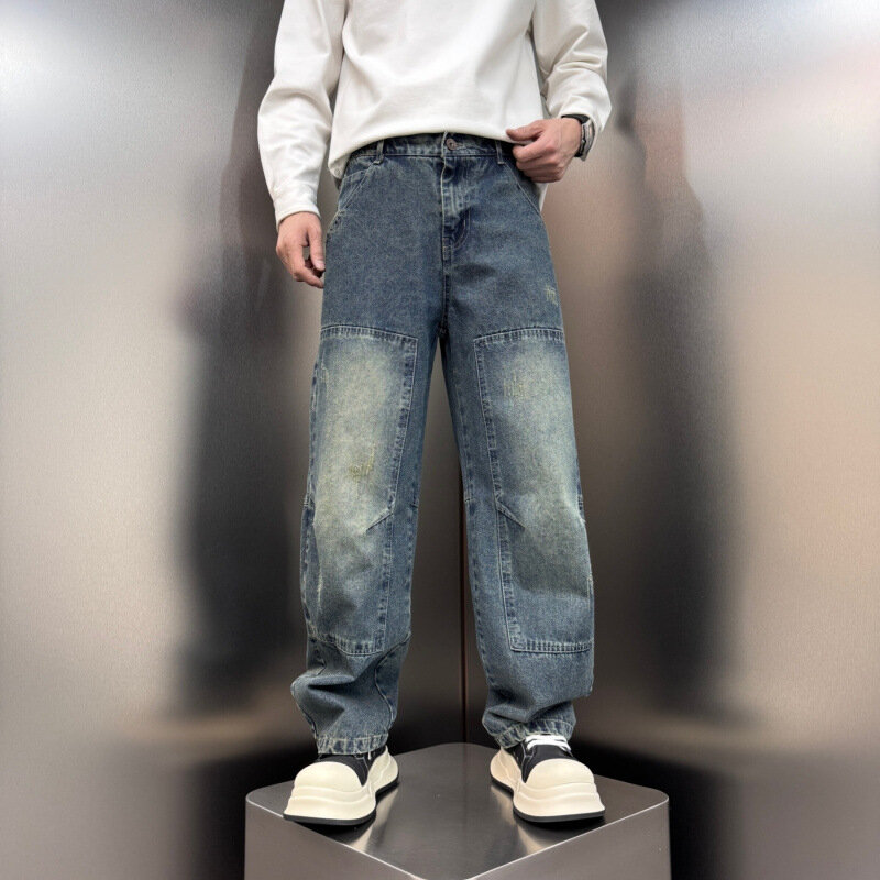 Тренд RONG CH Мужские Джинсы Весна Американские Высокий Улица Вышивка Слим Кроп Деним, Размер_2XL