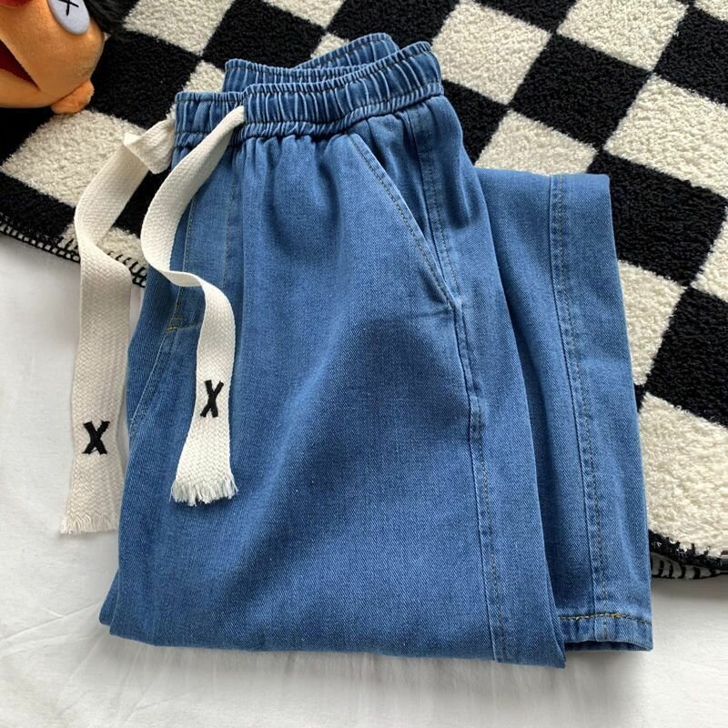 MON Джинсы Мужские Американские Хип-Хоп Рваные Трендовые Свободные Прямые Деним, Размер_S