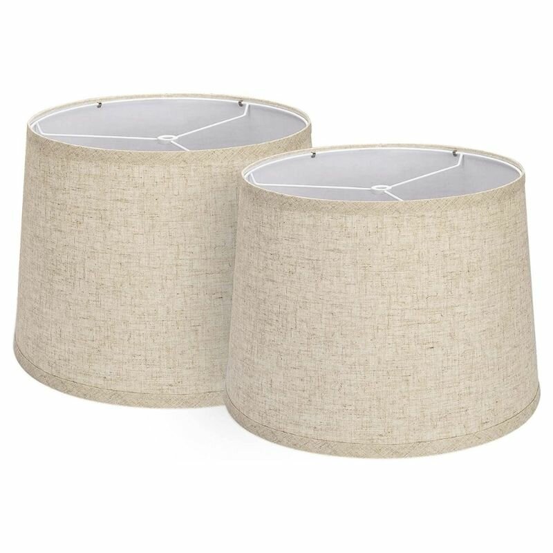 1 комплект из 2-х съемных тканевых абажуров в американском стиле-льняного цвета