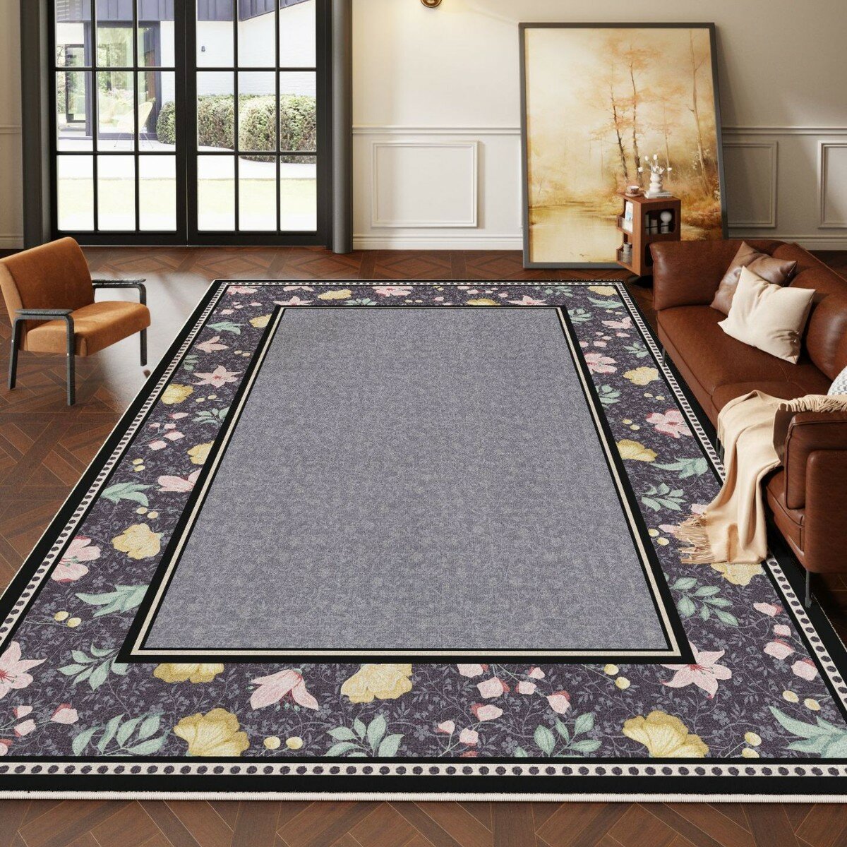 Ковер для гостиной и спальни 2025 года, новый винтажный ковер у кровати, не требующий ухода, средневековый французский диван, ковер неправильной формы