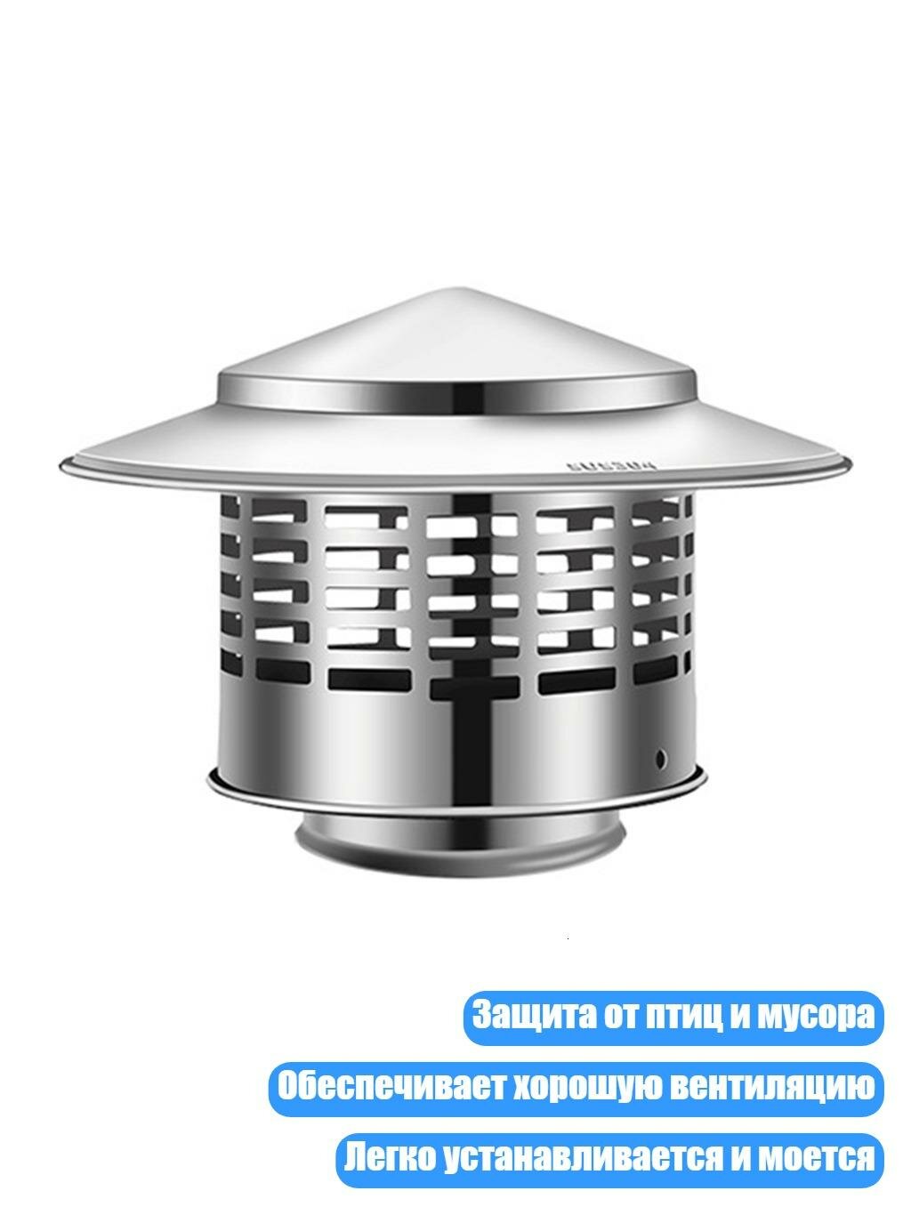 Стальной дымоходный колпак с сеткой, 75mm