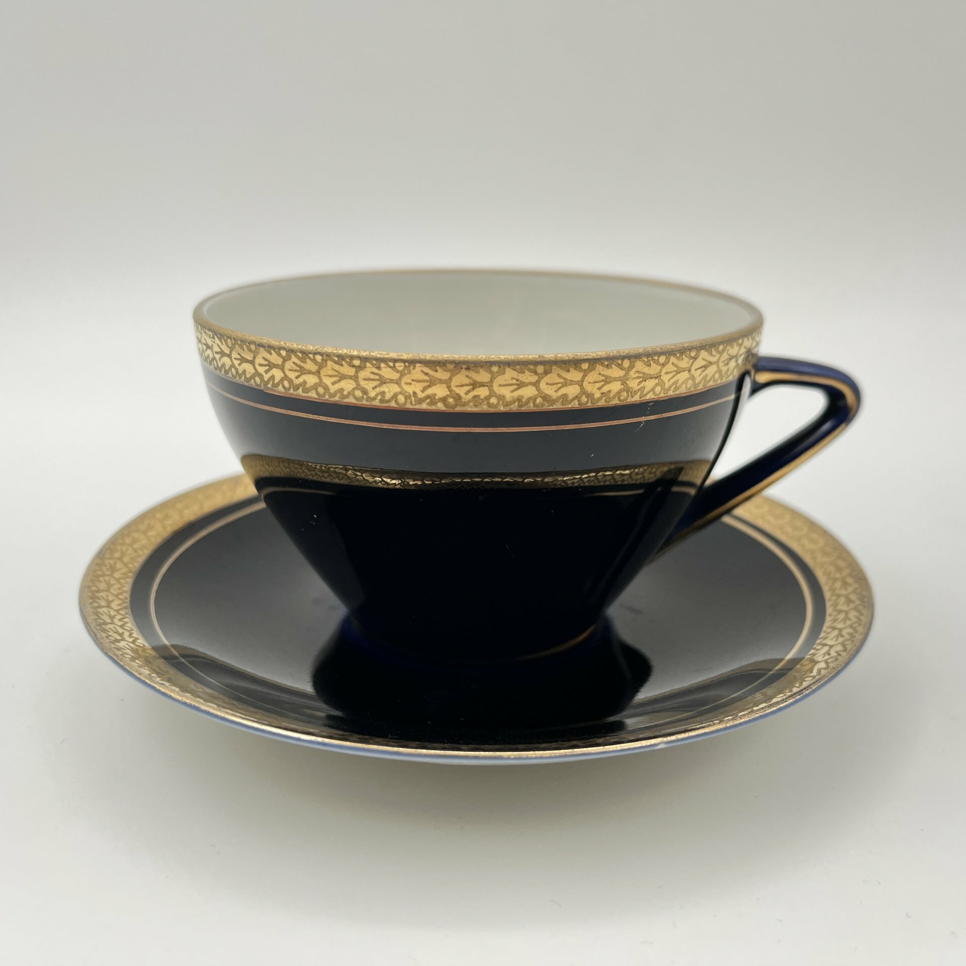 Пара чайная, фарфор, крытье кобальтом, золочение