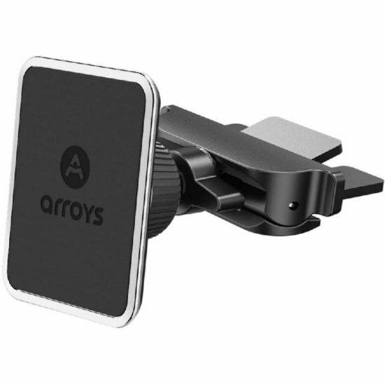 Магнитный автомобильный держатель Arroys CD-SM1, крепление в CD-слот, черный