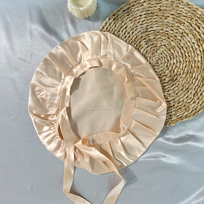 Шелковая шапочка для сна с лентой 16/19 Mumi из шелка тутового дерева, шапочка для сна со скидкой, послеродовая шапочка, шапочка для ванны, шелковая шапочка для волос