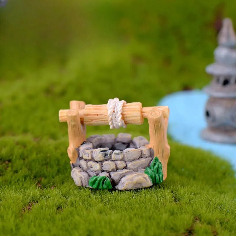 Статуэтки мини-колодца, горшки для цветов, украшения для семейного двора