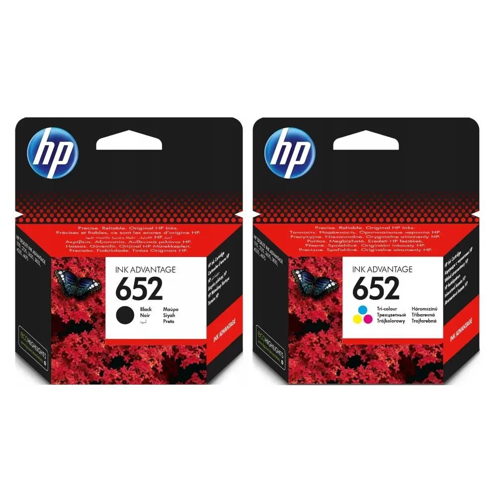 HP Картридж 652 (F6V25AE+F6V24AE), оригинал, Черный (black), Набор CMY, 2 шт