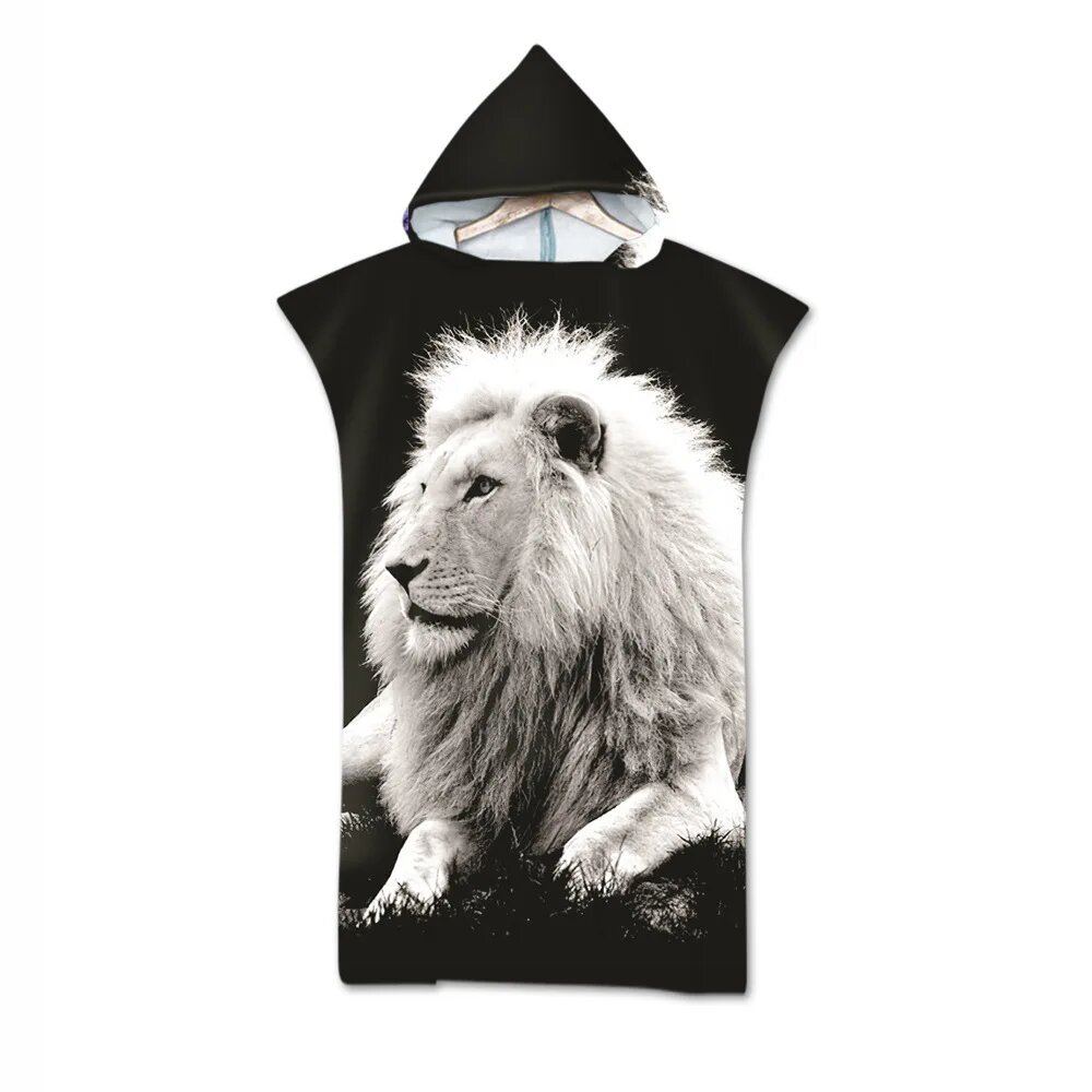 Пляжное полотенце с капюшоном и принтом из микрофибры для взрослых, быстросохнущее пончо для бассейна, банное полотенце с накидкой, Халат Черный, 10