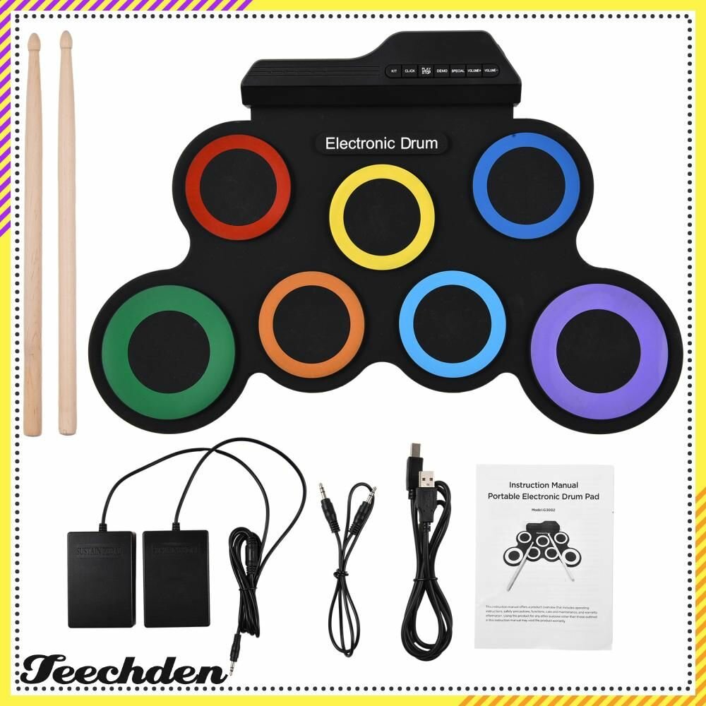 Портативный электронный барабанный набор, компактный, многофункциональный, для занятий и подарков