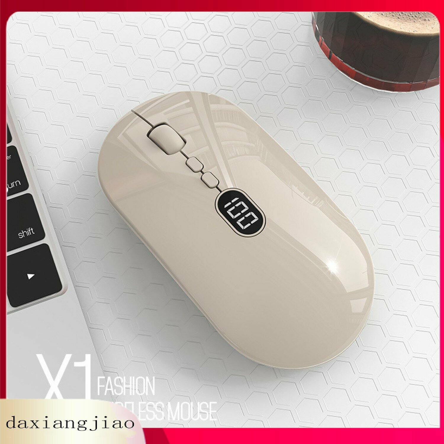Мышь Wolf X1 беспроводная 2.4G компьютерная мышка для компьютера ноутбука пк c аккумулятором проводная usb type c бежевая wireless mouse