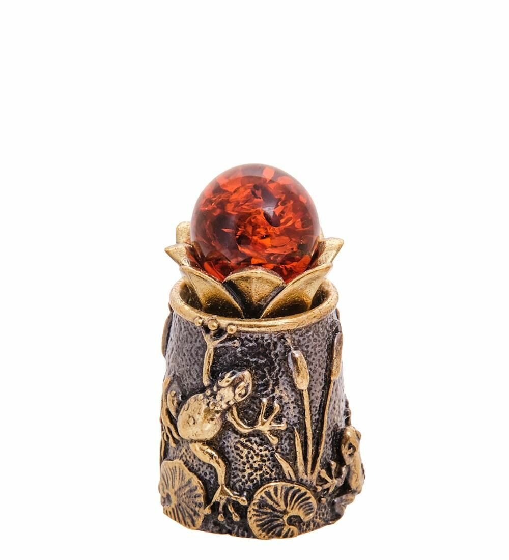Наперсток из янтаря и латуни "Кувшинка" A2180255 Народные промыслы, Латунь, янтарь