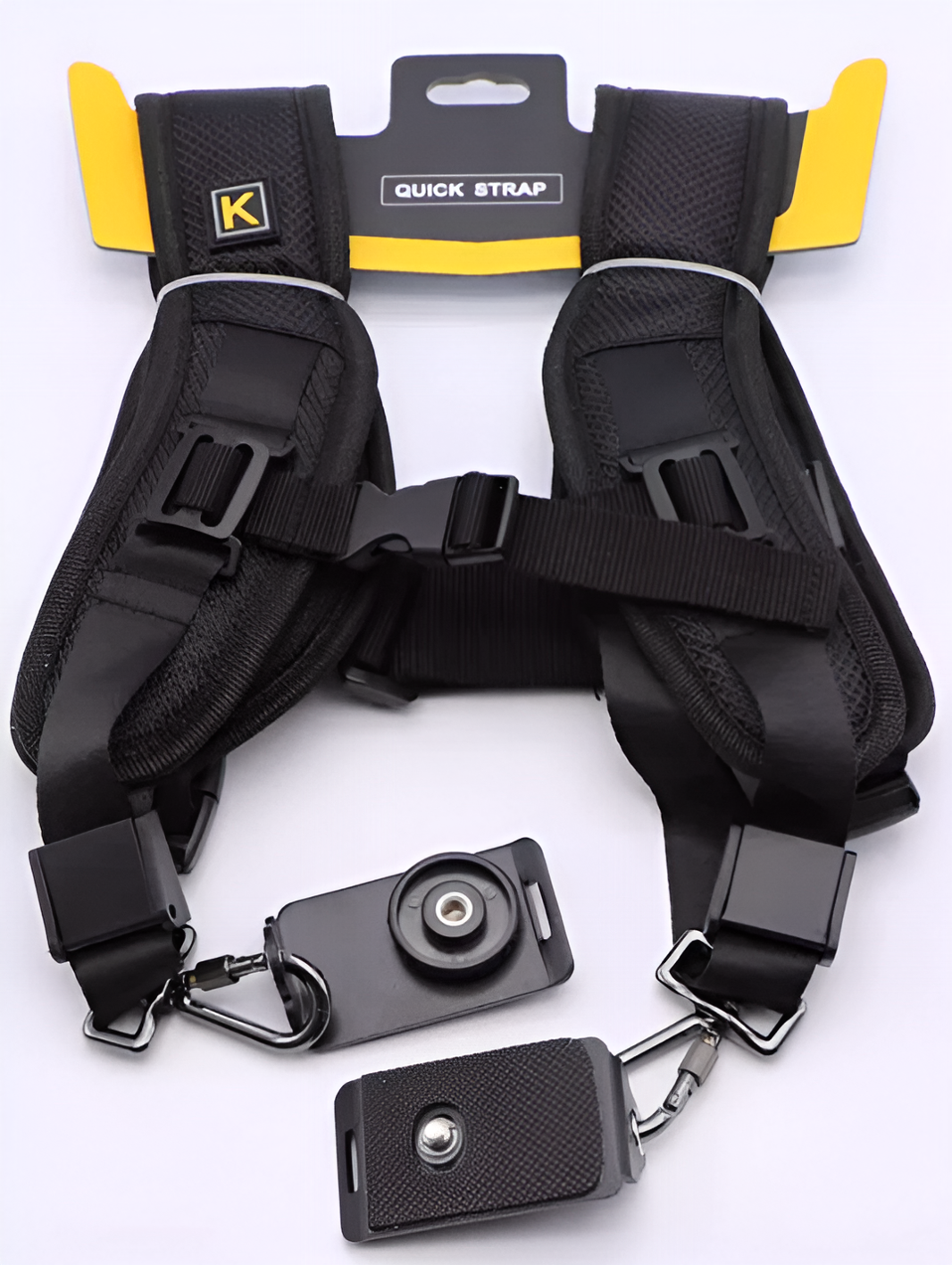 Плечевой ремень MyPads с двумя креплениями для быстрой фотосъемки карабин + адаптер черного цвета