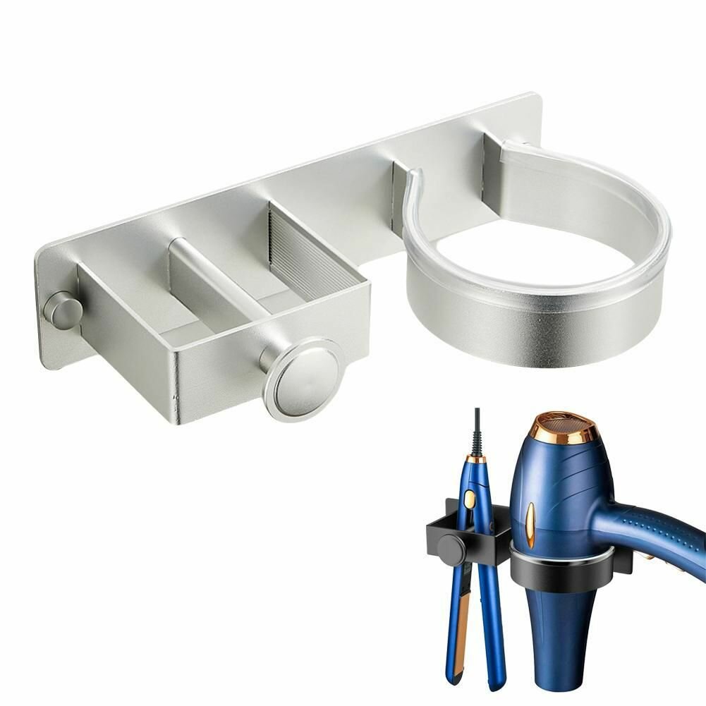 Настенный держатель для фена и щипцов для завивки волос, подходящий для ванной комнаты.