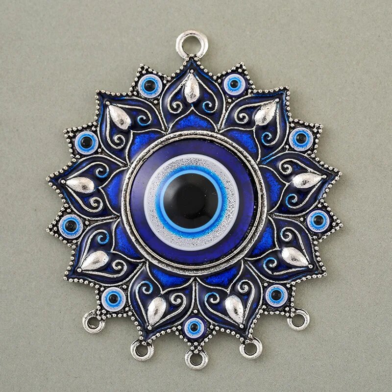 Синий металлический амулет злой глаз 8cm Mandala eye