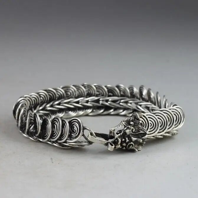 Серебряный браслет дракон Miao