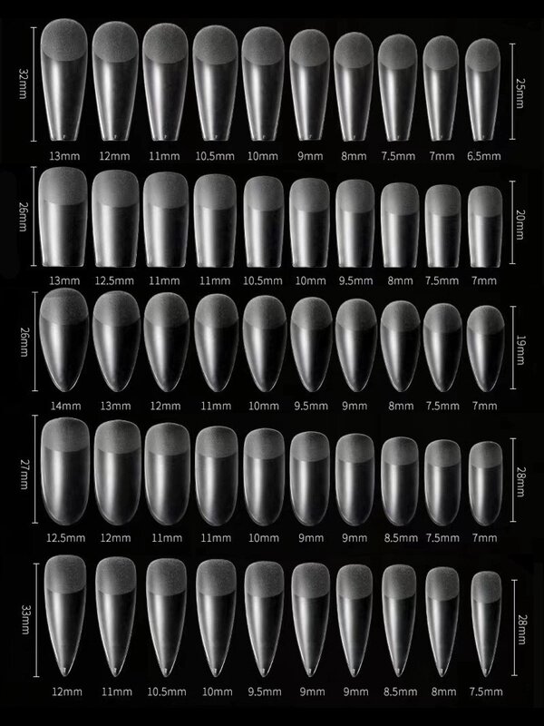 Гелевые типсы забафленные для наращивания ногтей, балерина, овал, миндаль, квадрат, стилет