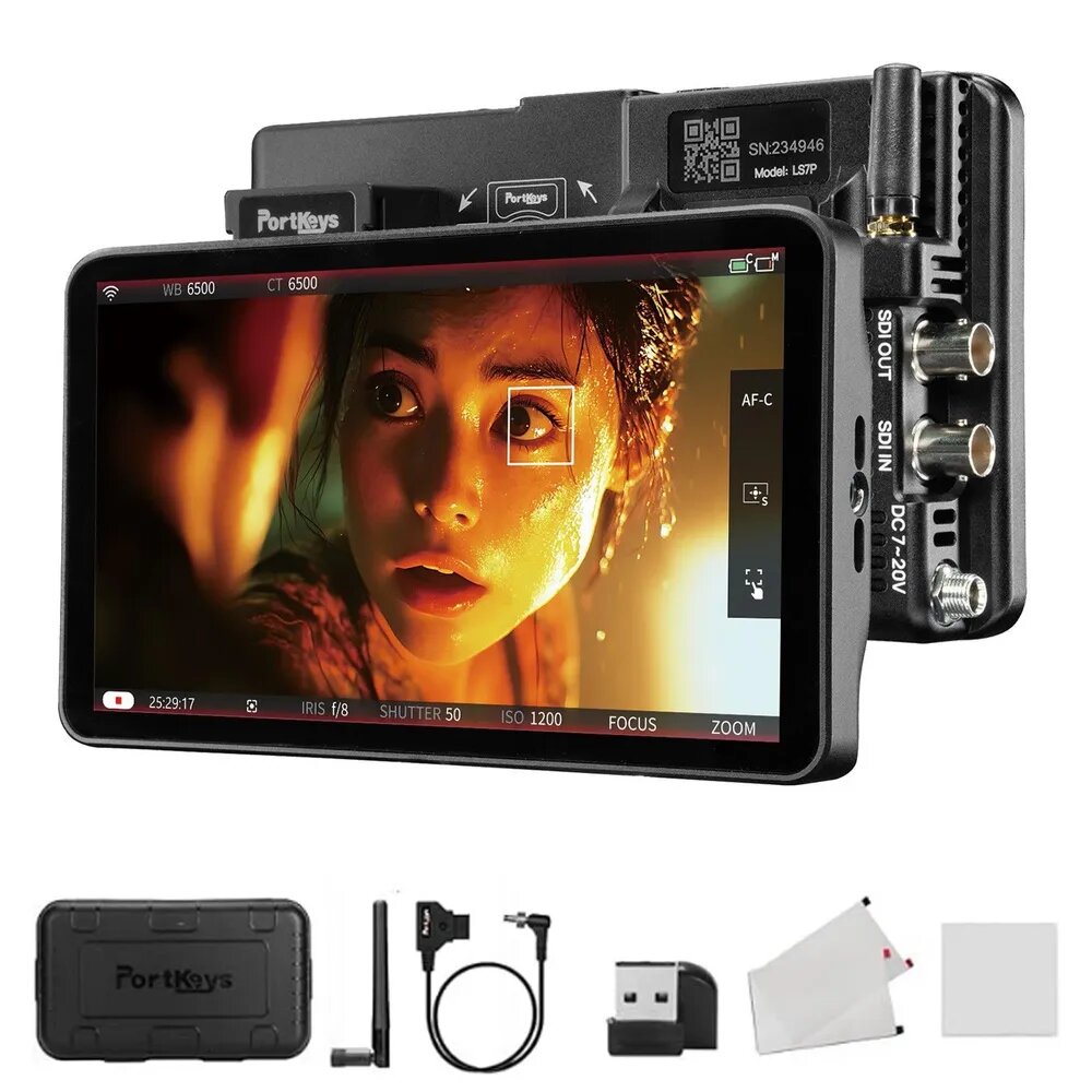 Монитор камеры PortKeys LS7P SDI, 7-дюймовый сенсорный экран, вход HDMI 4K 1000 нит, 3D LUT, HD 1920x1080 IPS, калибровка цветов REC.709, двойной LUT, накамерный монитор с защитным кожухом