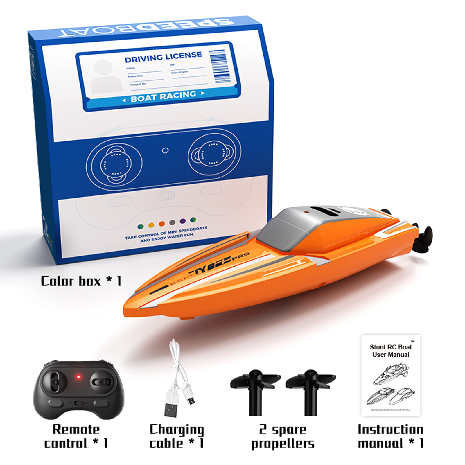 Лодка с Дистанционным Управлением, Водонепроницаемая Перезаряжаемая Скоростная Лодка 2,4 ГГц для Бассейнов и Озер, Мини-Трюковая Лодка, Игрушки для Детей, Взрослых, Мальчиков И Девочек, Оранжевый