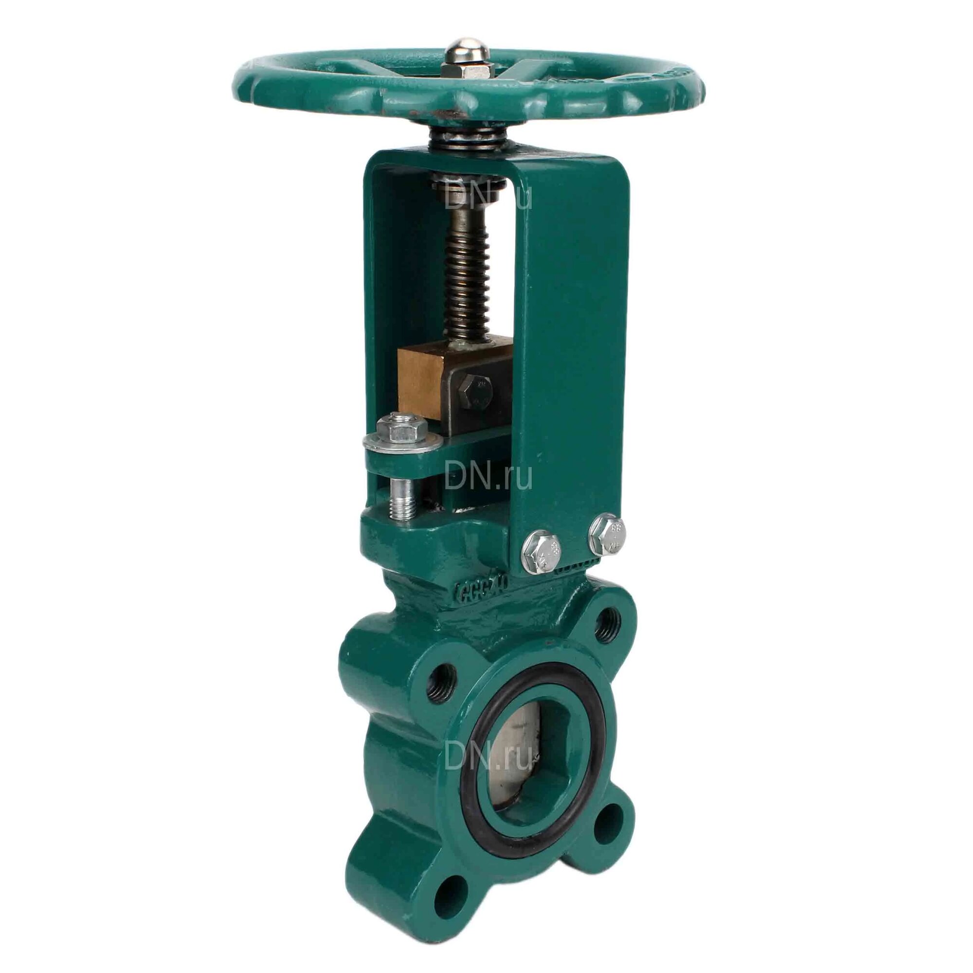 Задвижка шиберная DN.ru GGG40-304-M-1W-Fb-S Ду150 Ру16 WENZ межфланцевая, с выдвижным шпинделем, корпус - чугун GGG-40, шибер - нержавеющая сталь SS304, уплотнение - METAL, управление - штурвал