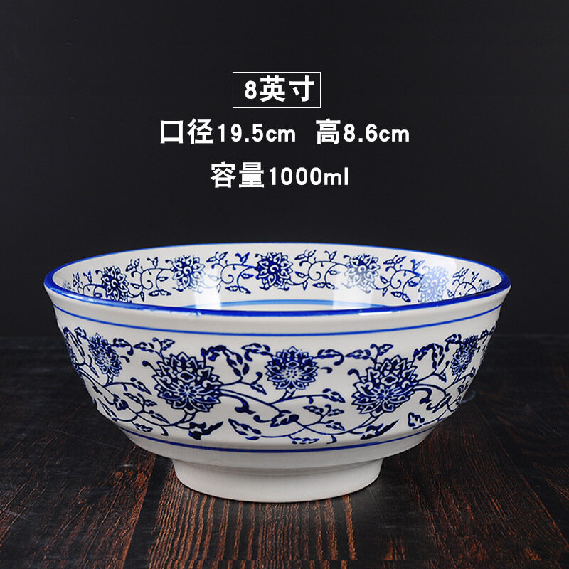 Синяя и белая керамическая миска для лапши, большая миска для рамена, ресторанная домашняя посуда, миска для супа и лапши, уникальная миска в форме трубы