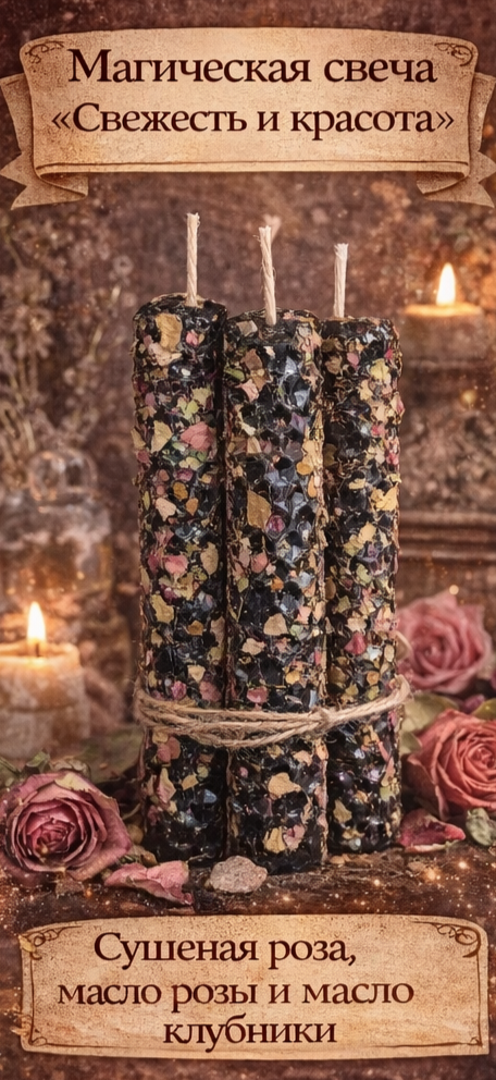 Свеча "Свежесть и красота", с ароматом розы и клубники, подарочная упаковка