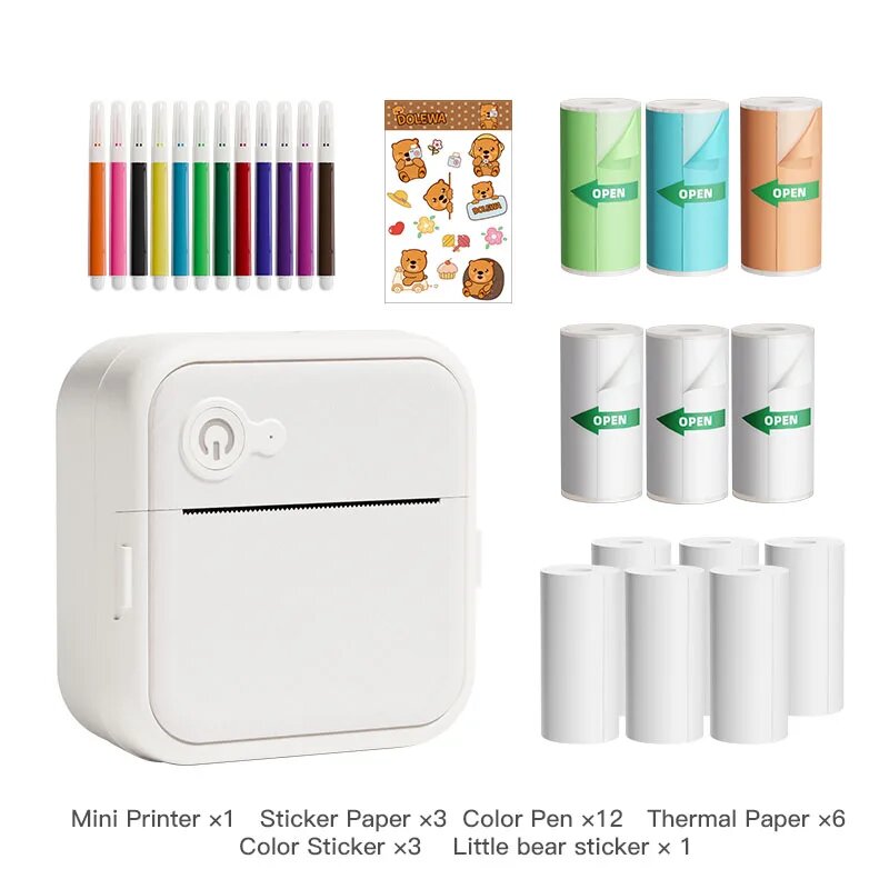 Dolewa D8 Портативный принтер Термальная бумага Наклейки Бумага Мини-принтеры Этикетки Принтер для фотопечать на подарок