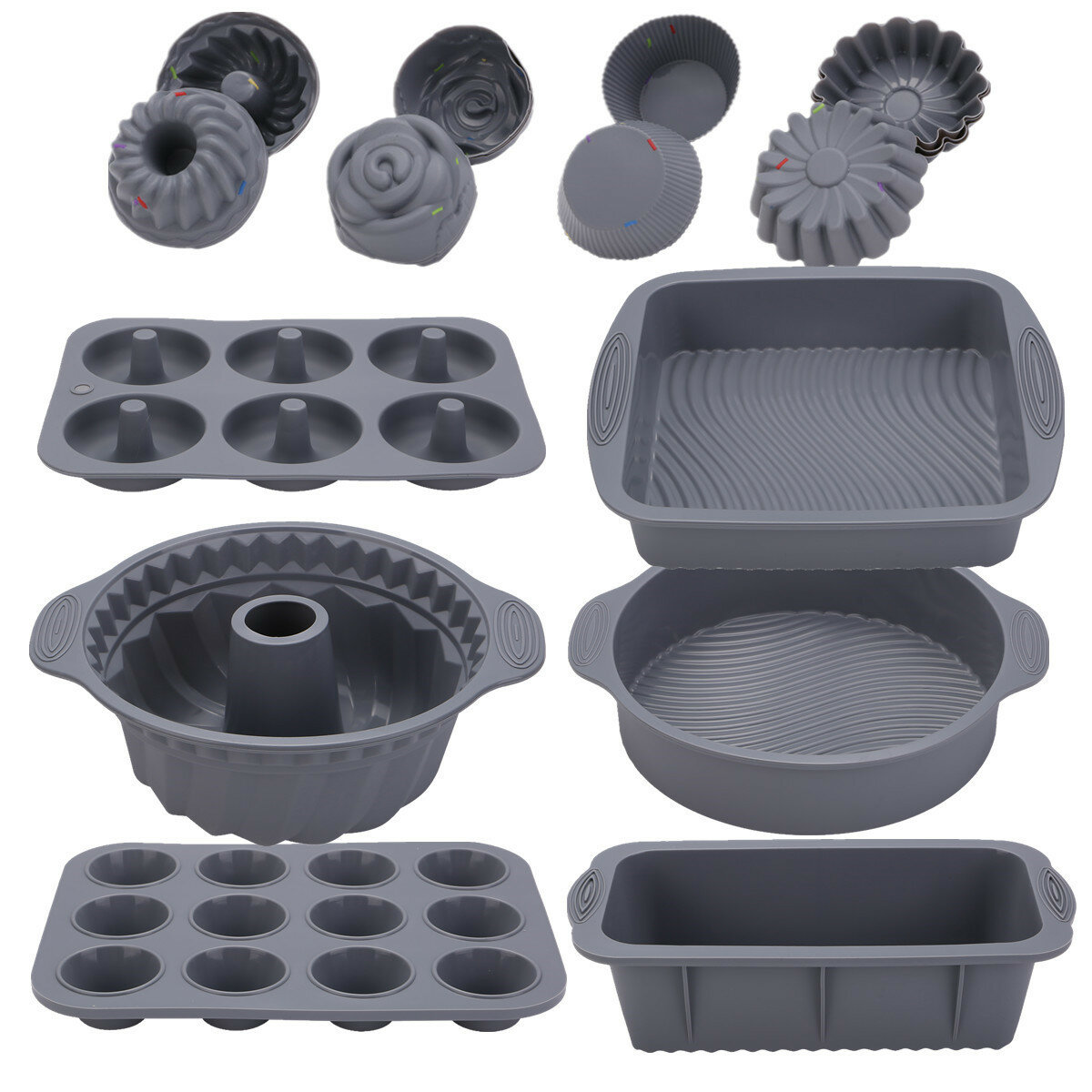 Silicone Baking Molds: Heat-Resistant 28.4x24x10.6cm Set of 4 for Easy Cleanup - Non-Stick Release for Cake and Pastry with Durable Design in Versatile Colors for Home Bakers