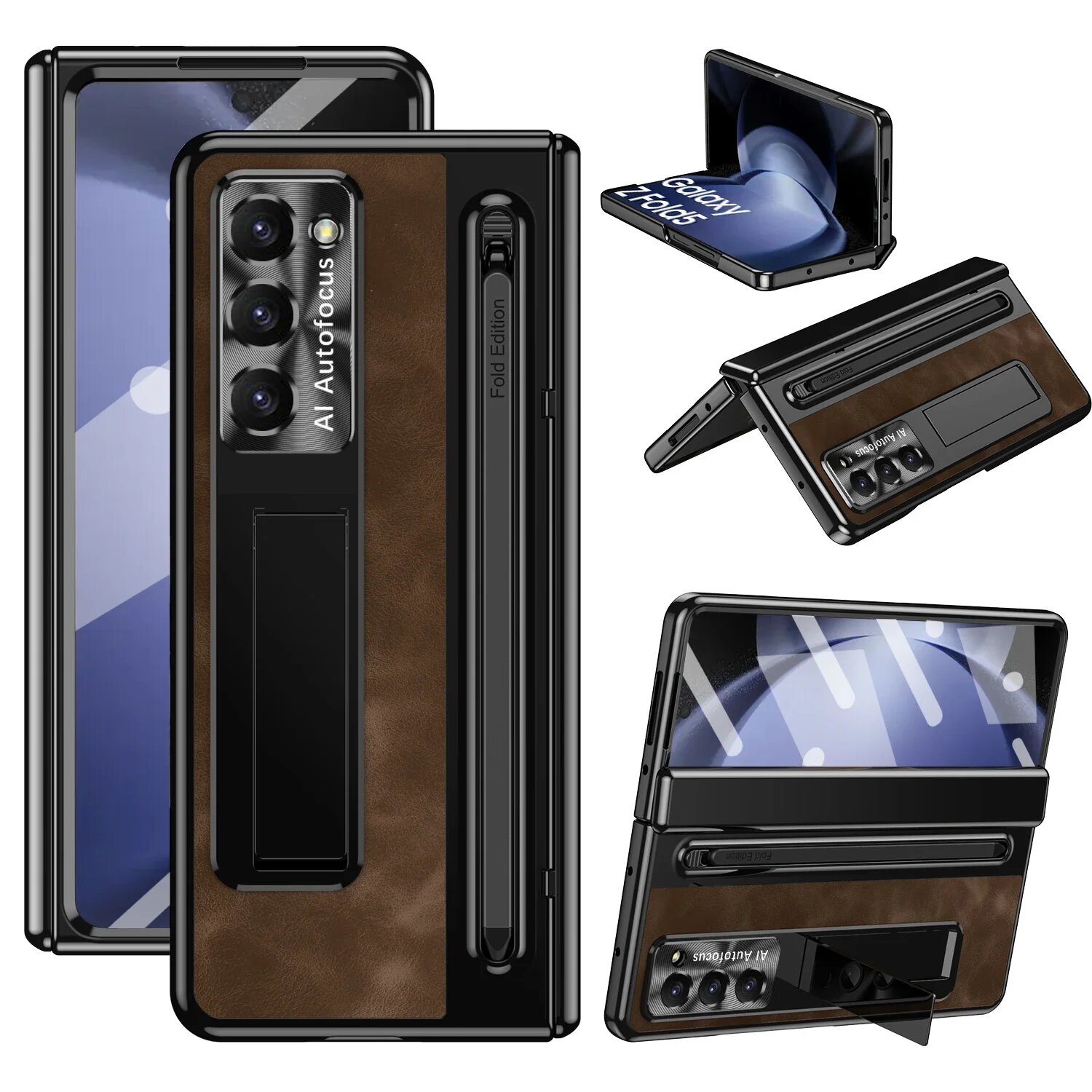 Кожаный кронштейн для ручки со стилусом для Samsung Galaxy Z Fold 6 5 4, кофе, For Galaxy Z Fold 6