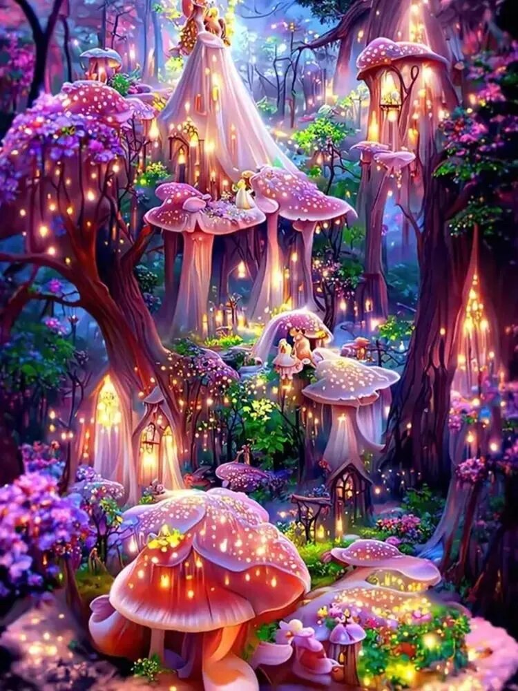 Алмазная Мозаика " Сказочный Замок ", Круглые Бриллианты И Стразы, 40х50 См