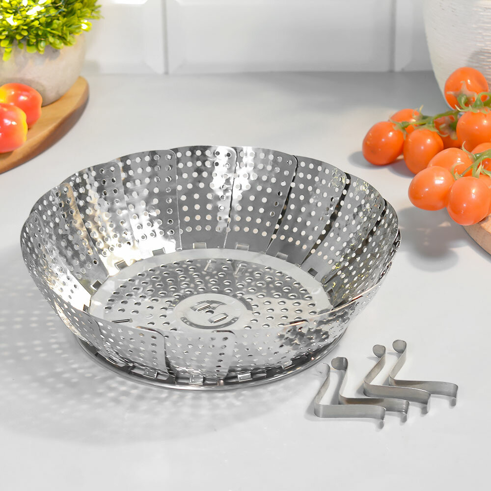 Пароварка складная "Лепесток" 17х25см, нержавеющая сталь, для приготовления на пару