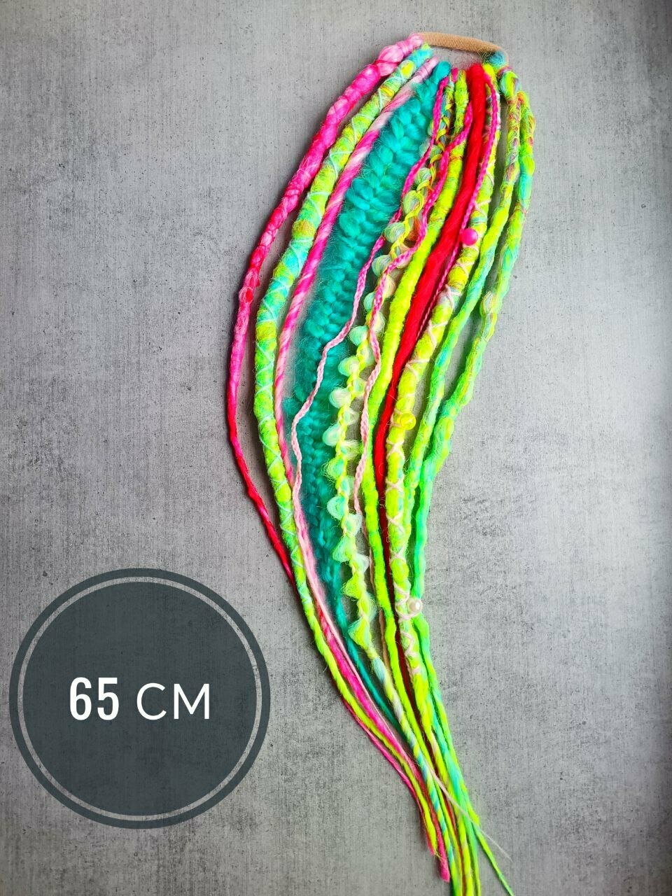 Дреды на резинке, афрохвост. Яркие акцентные дреды из канекалона. Длина 65 см