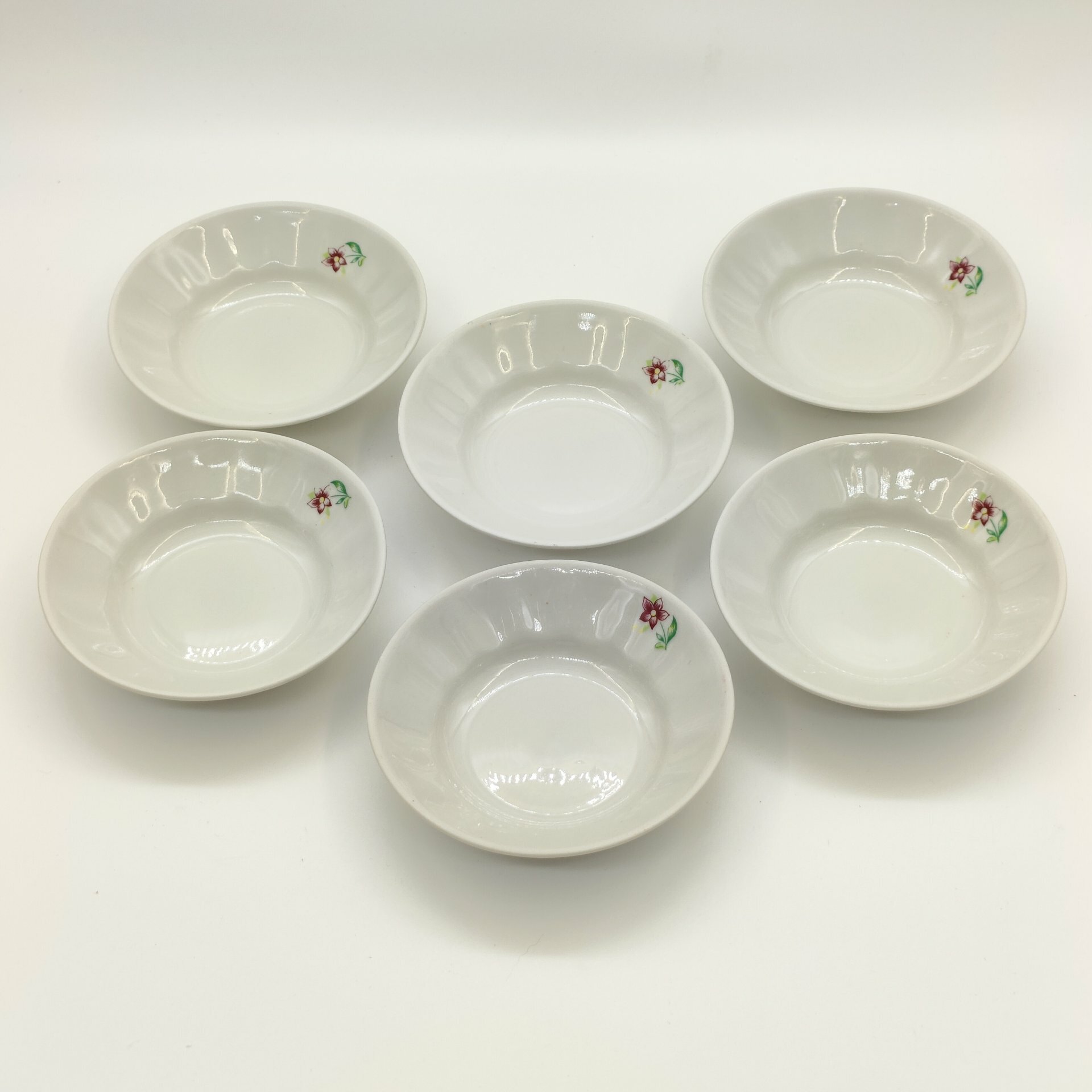 Набор из 6-ти розеток с цветочным декором, фарфор, деколь