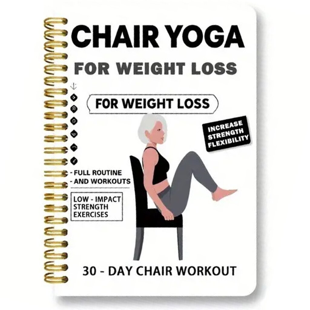 1 30-дневная книга по йоге с катушкой для похудения на стуле для пожилых людей