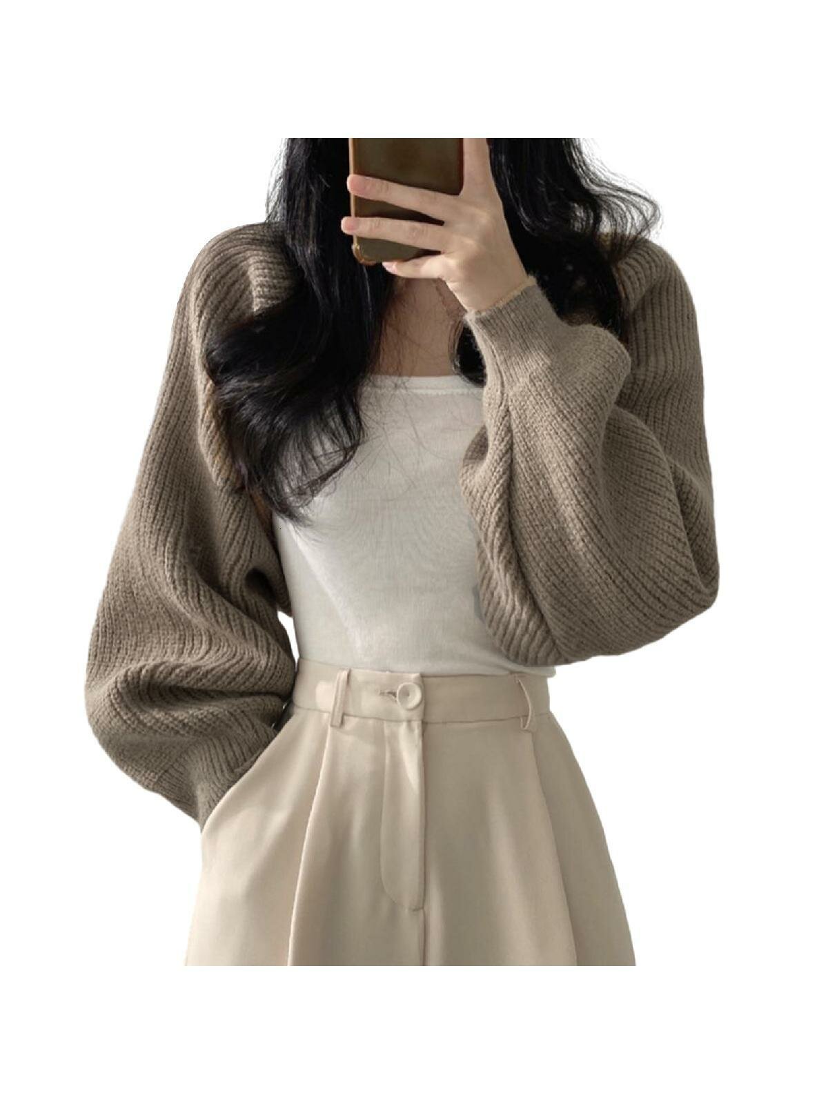 Женские трикотажные болеро с длинными рукавами, Цвет Хаки