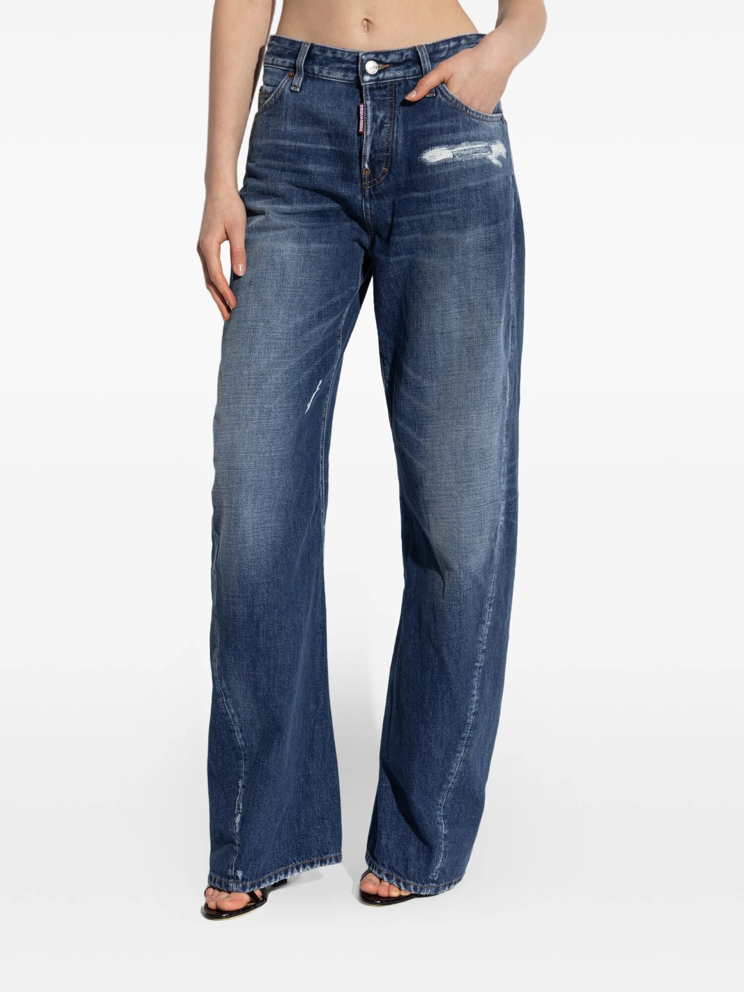 Брюки DSQUARED2 Distressed trousers, размер 44, синий — фото 1