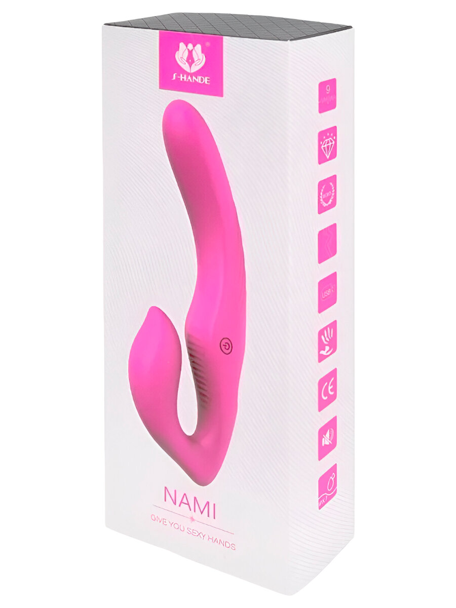 Розовый вибратор-кролик-клиторальный стимулятор S-Hande Nami, L22 см; 3,2 см