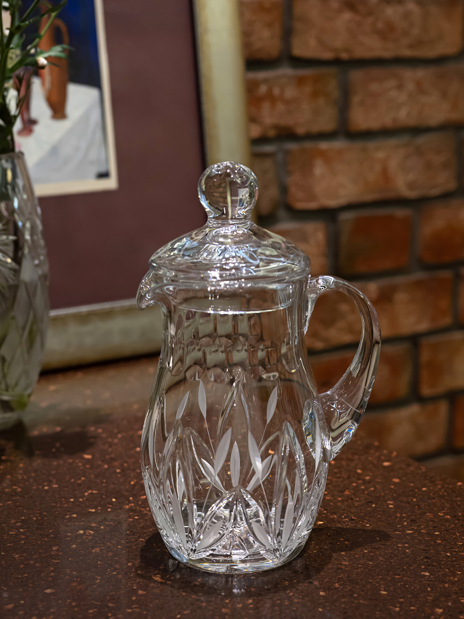 Кувшин для воды хрустальный с ручкой и крышкой, объемом 1 литр, Неман 5108 900/42