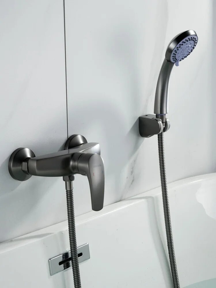 Смеситель для душа с лейкой Shevanik S5016T, оружейная сталь