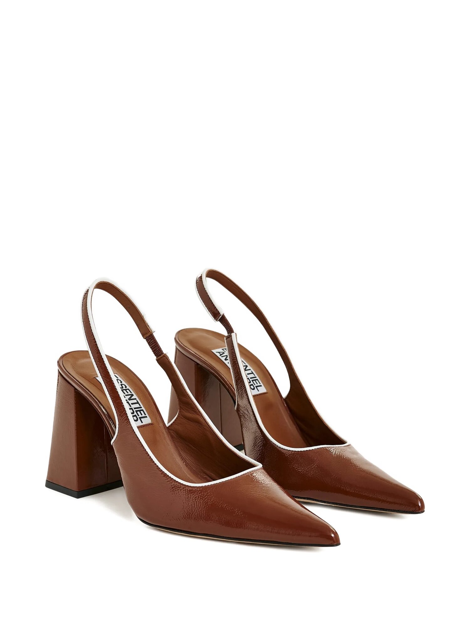 Туфли ESSENTIEL ANTWERP Block-heel slingback pumps, размер 36, brown — фото 1