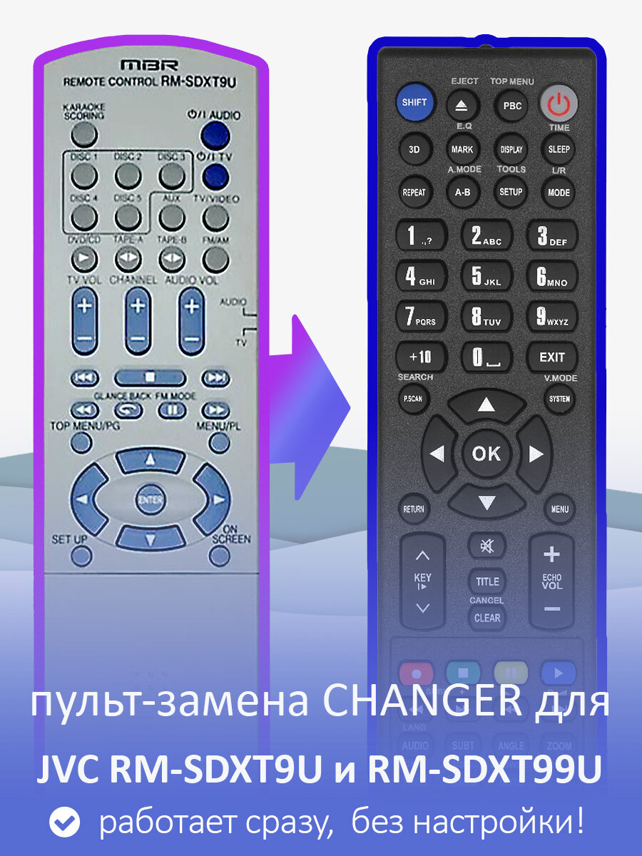 Пульт-замена для JVC RM-SDXT9U и RM-SDXT99U
