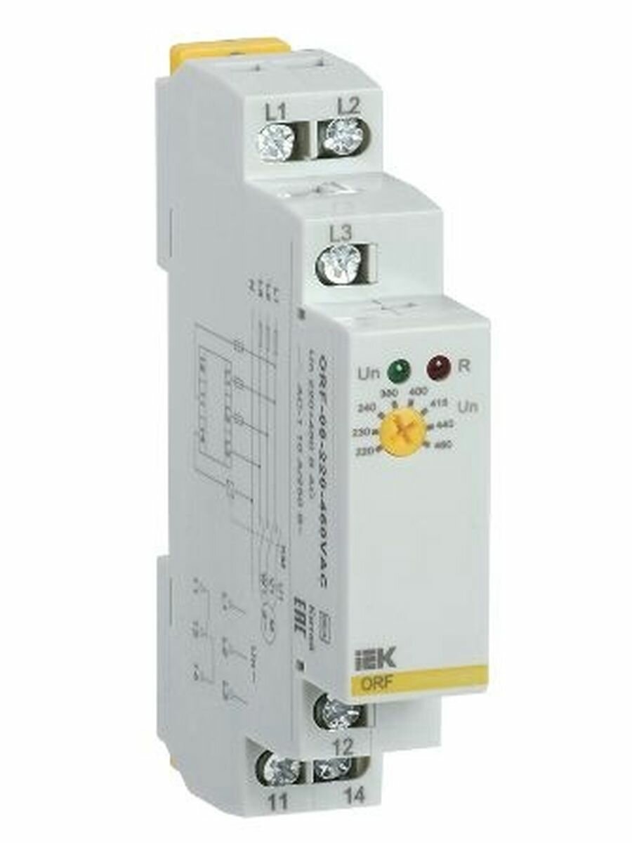 Реле контроля фаз IEK ORF 08 3ф, 220-460В AC, Артикул: ORF-08-220-460VAC.