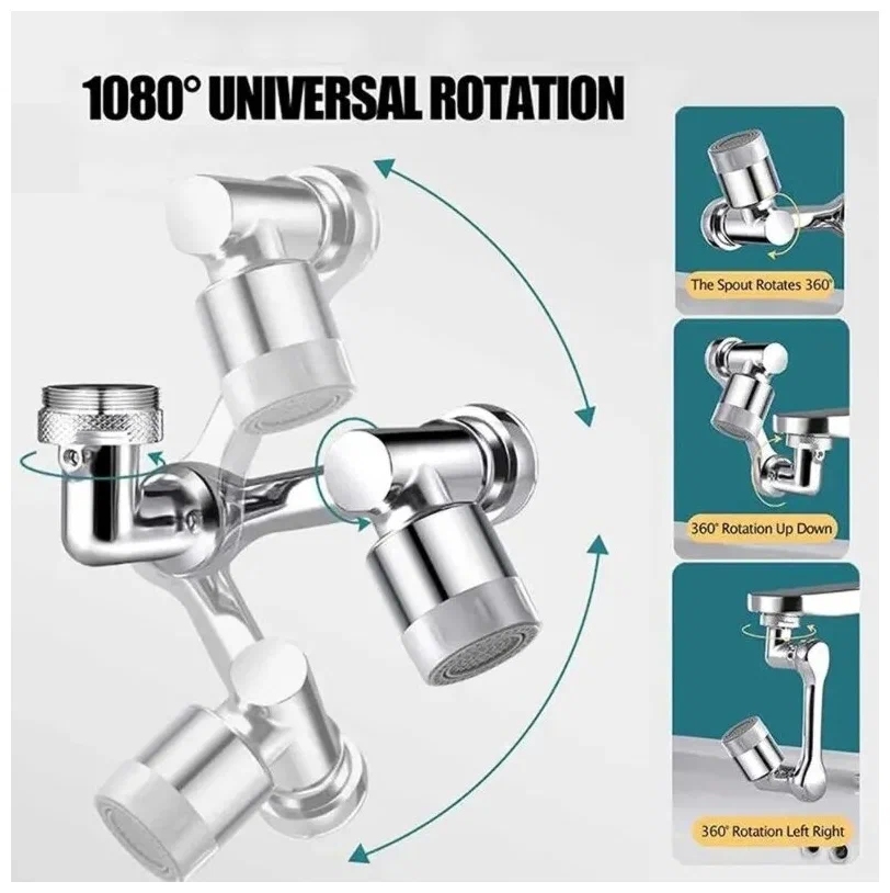 Насадка на кран, аэратор для смесителя вращающийся на 360 градусов, латунный