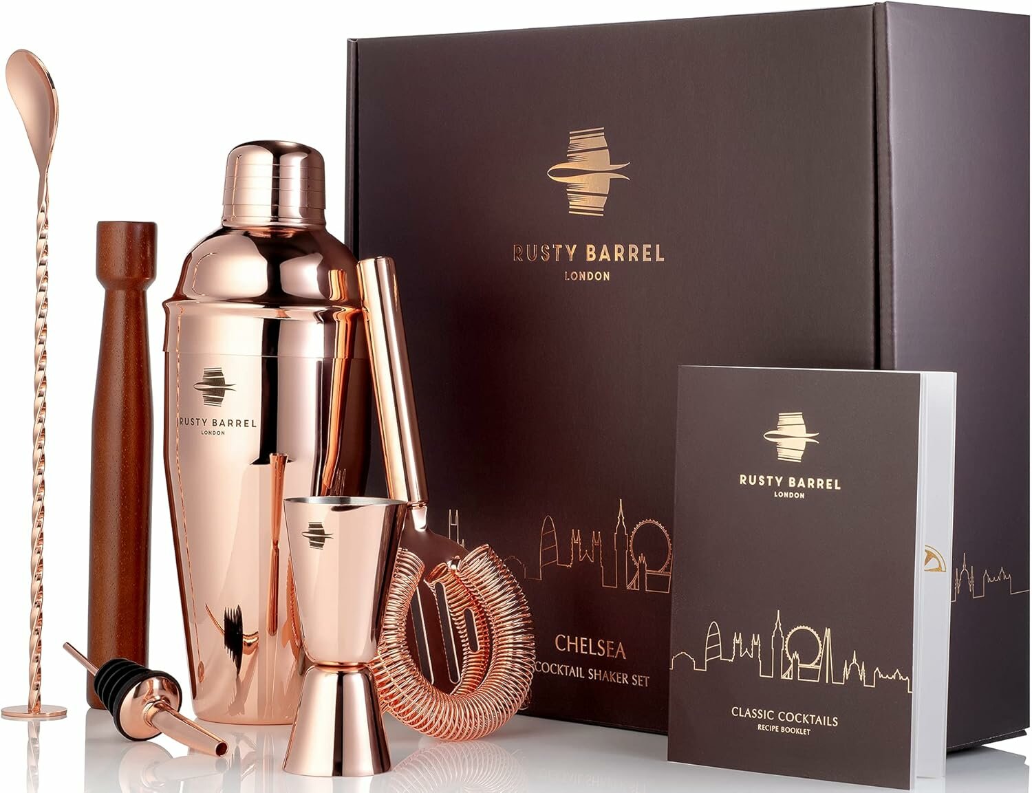 Rusty Barrel Набор для приготовления напитков и коктейлей Cocktail Making Kit - Rose Gold