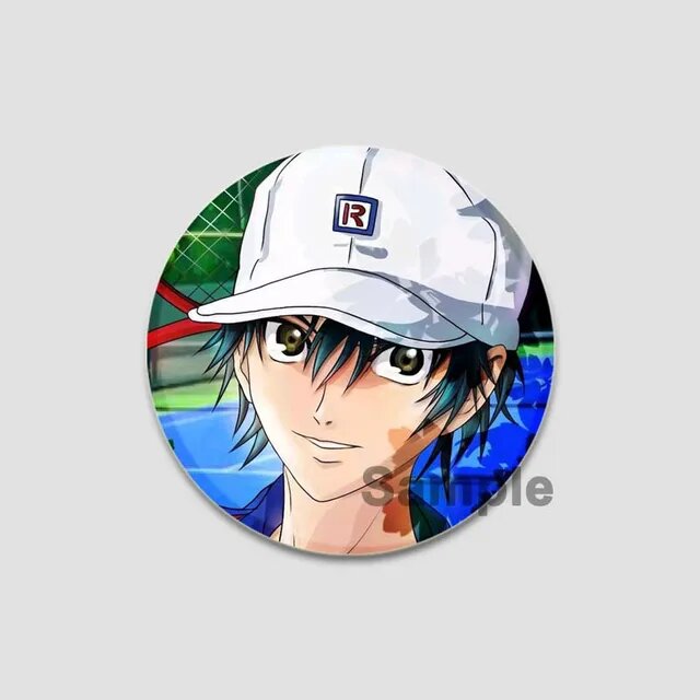 Значок «Принц тенниса» в стиле аниме, круглая мягкая пуговица, броши с креативными персонажами для украшения рюкзака, одежды, модные подарки