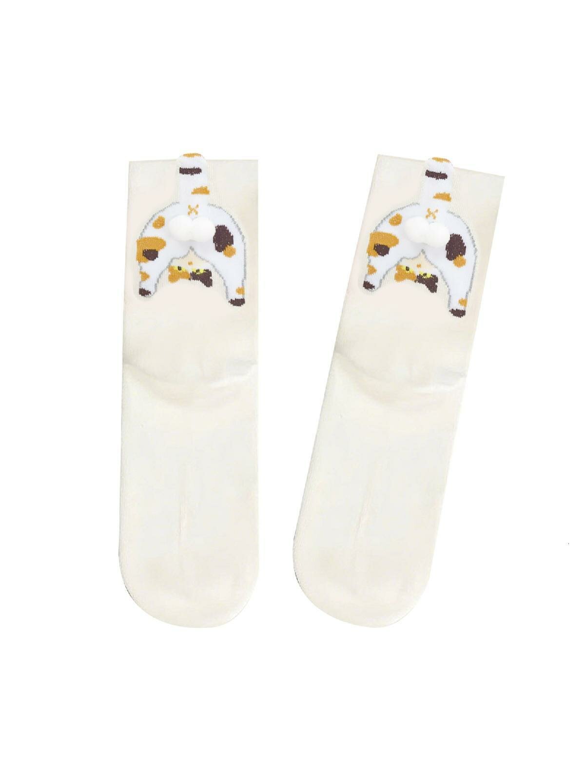 Носки детские с принтом котов, полиэстер, Три цветка