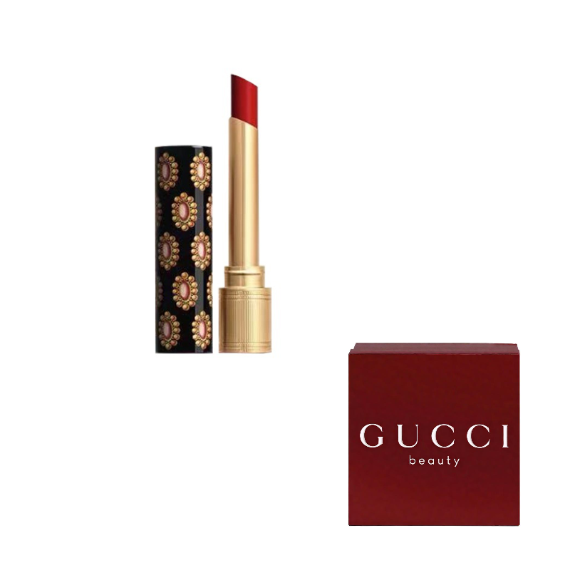 Помада женская GUCCI Qing Color Glaze Light, оттенок #517 Abies Red, brown, увлажняющая