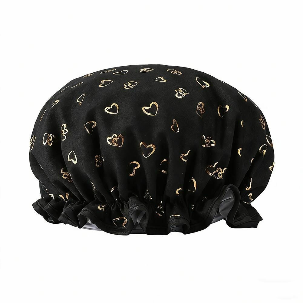 Двухслойная женская шапочка для душа, водонепроницаемая шапочка для волос, печать золотой фольгой.