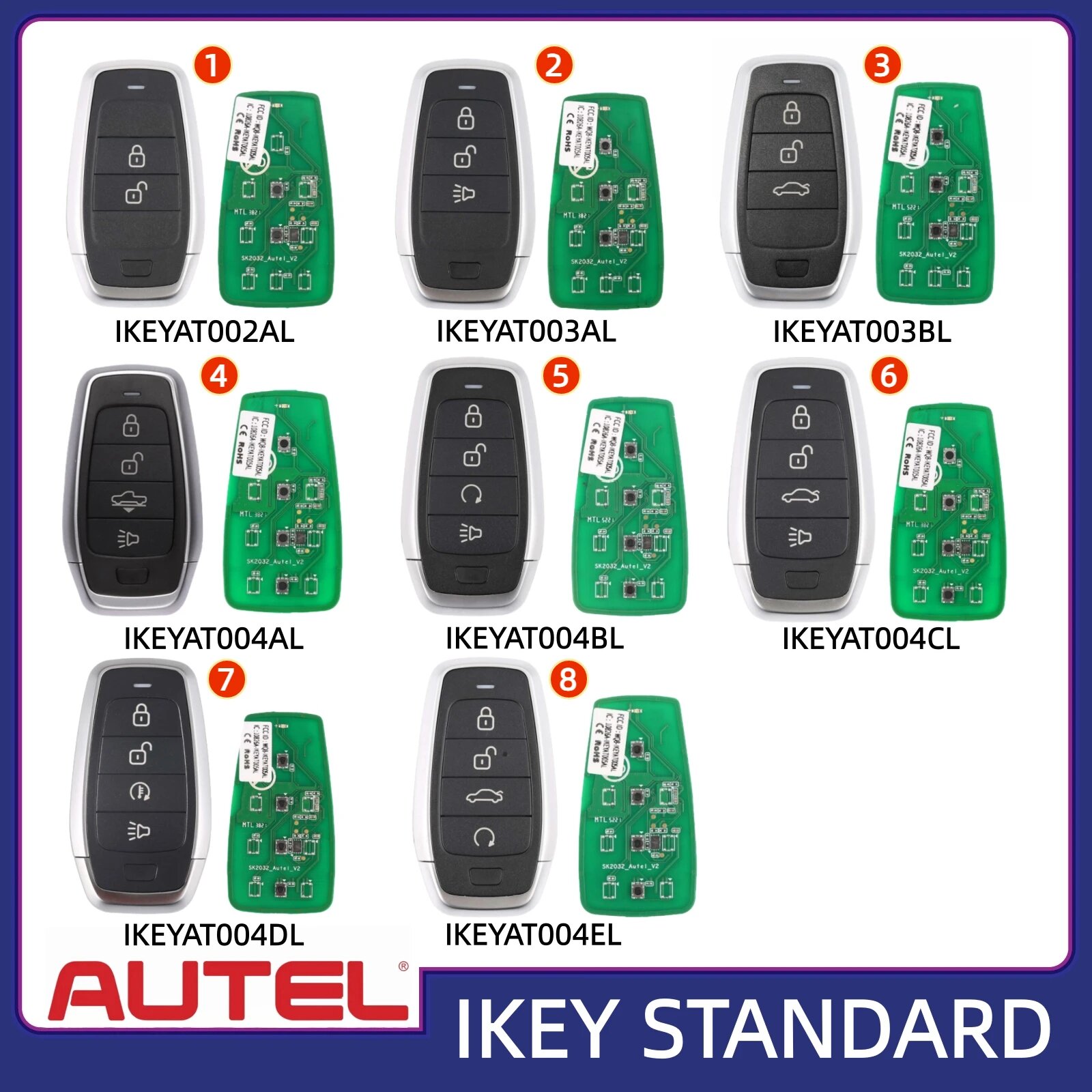 Autel IKEYAT004CL, 4 кнопки, черный