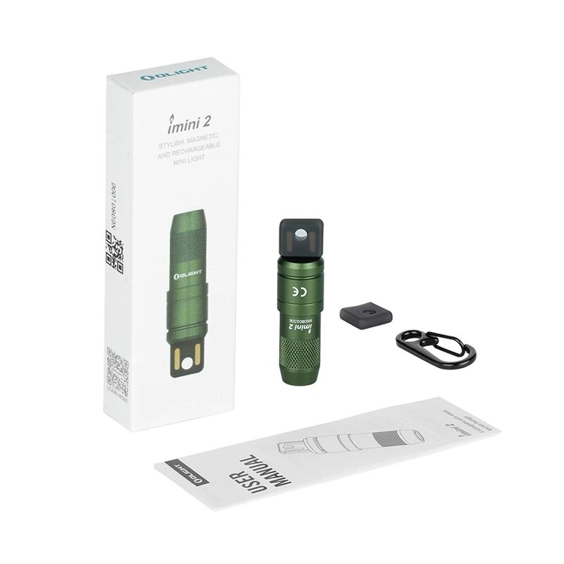 OLIGHT imini 2 Легкий фонарик с 50 люменами и USB-зарядкой, ключ-браслет в оливковом зеленом - готов к использованию на