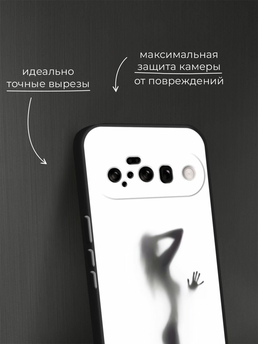 Черный матовый чехол на Google Pixel 10 / Гугл Пиксель 10 с принтом Стекло в душе — фото 1